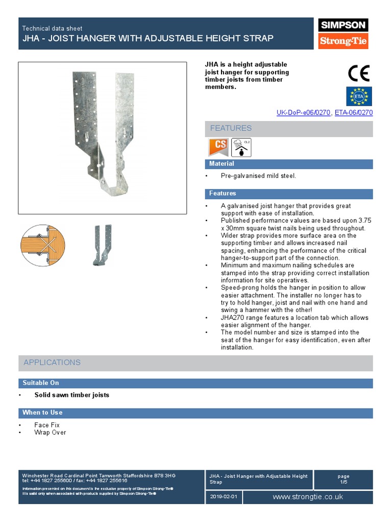 Simson Joist Hanger | PDF | Lumber | Building Engineering