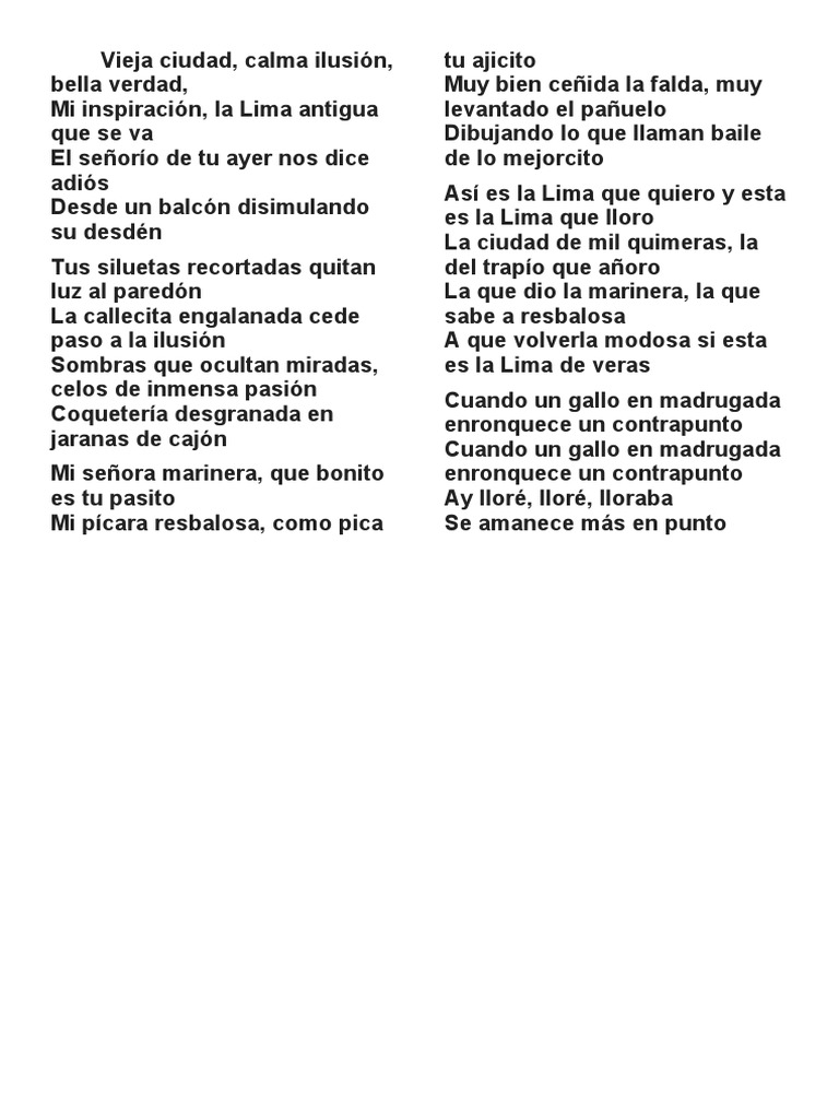 Lima de Veras Letra | PDF