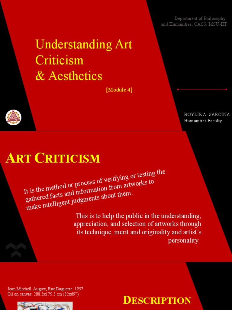 Understanding Art Criticism & Aesthetics: (Module 4) | PDF | Aesthetics ...