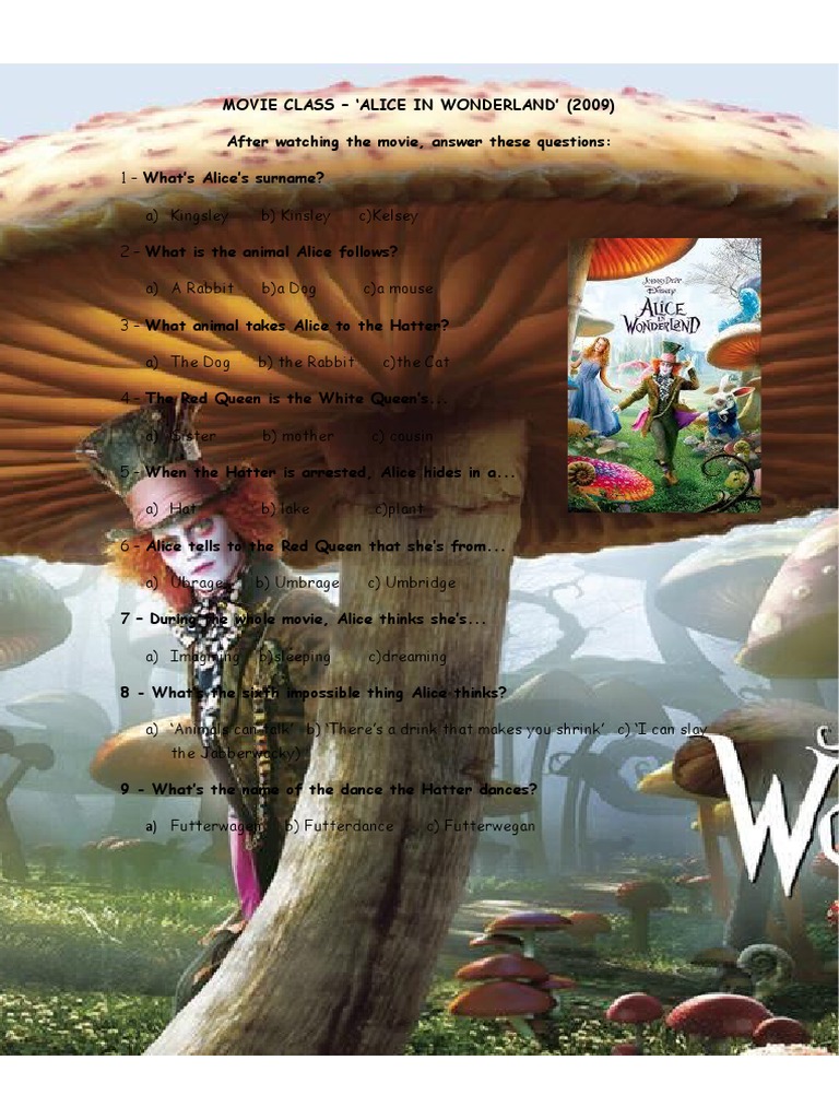 Alice in Wonderland 2009 Quiz Questions | PDF | Young Adult