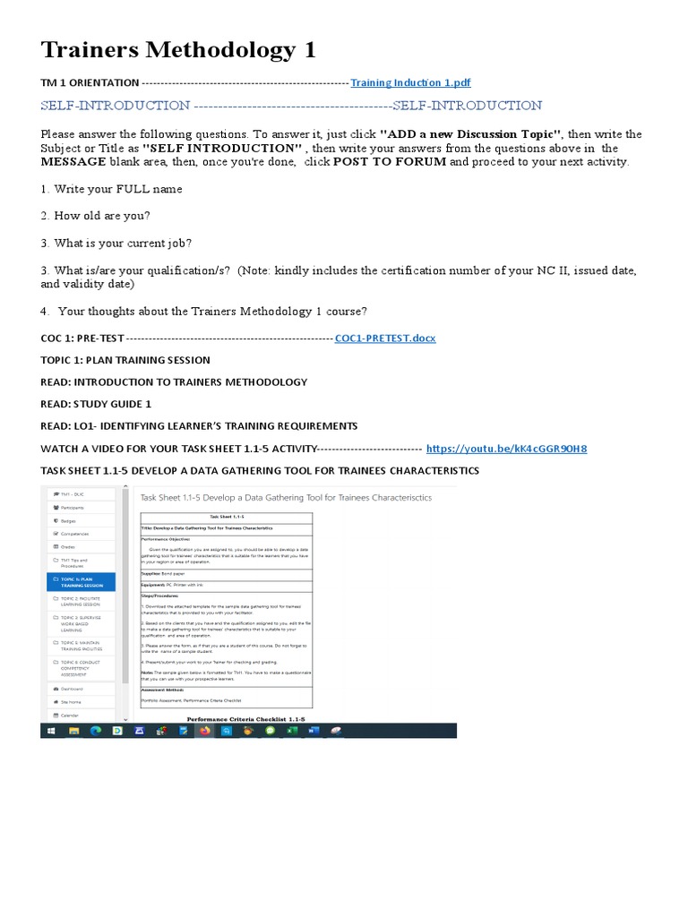Trainers Methodology 1 Orientation Guide | PDF