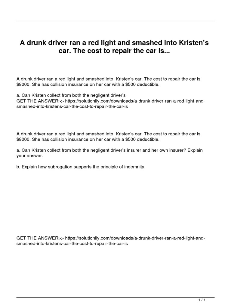 Drunk Driving Accident Insurance Claims | PDF