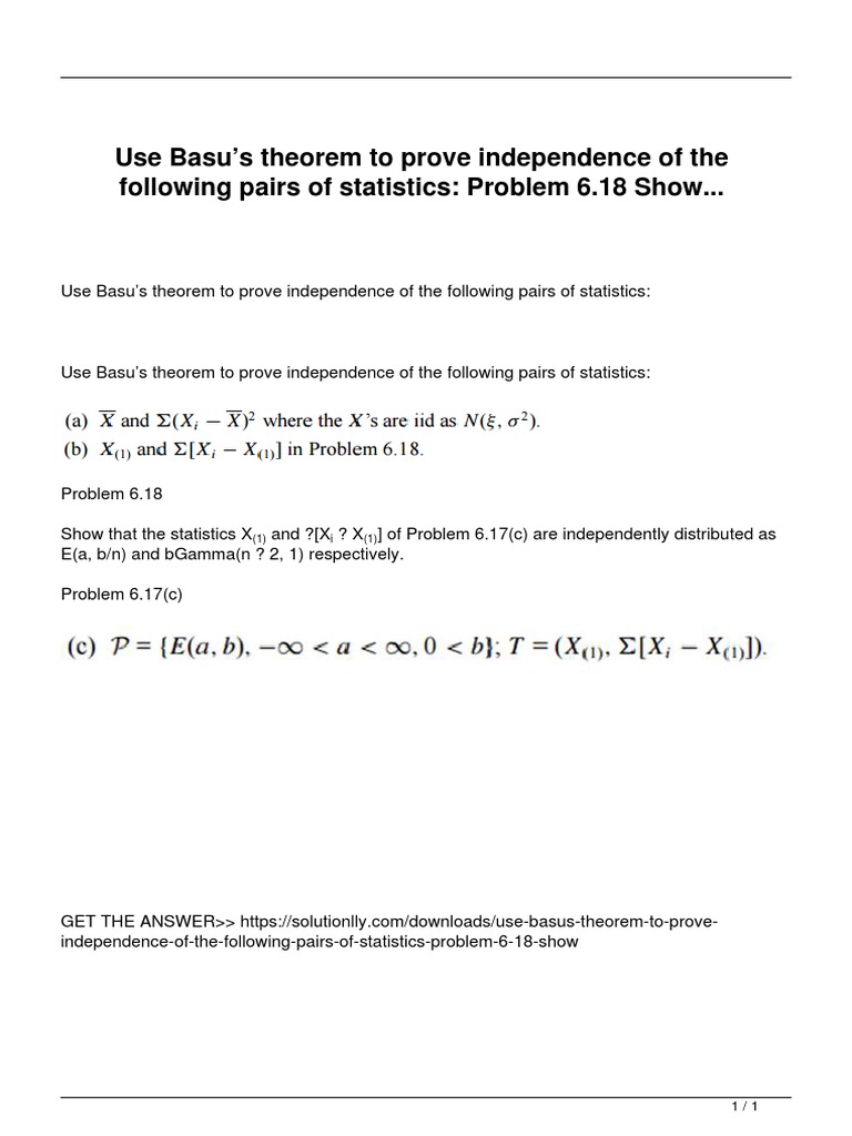 Statistics Independence Proof | PDF