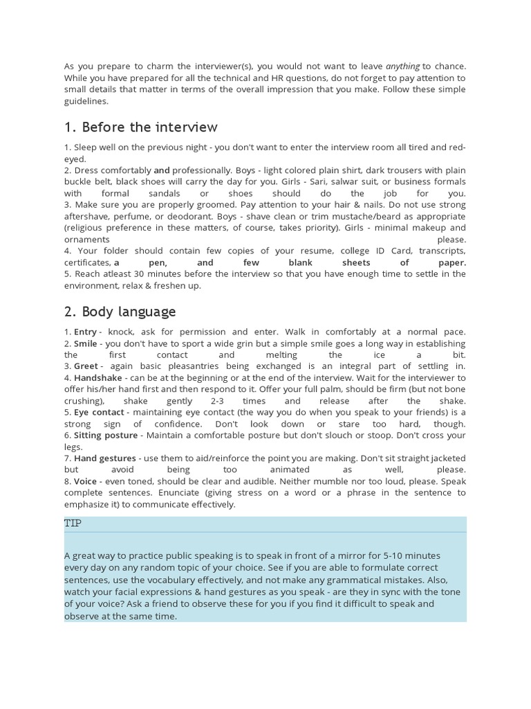 Before The Interview: Pen, and Few Blank Sheets of Paper | PDF ...