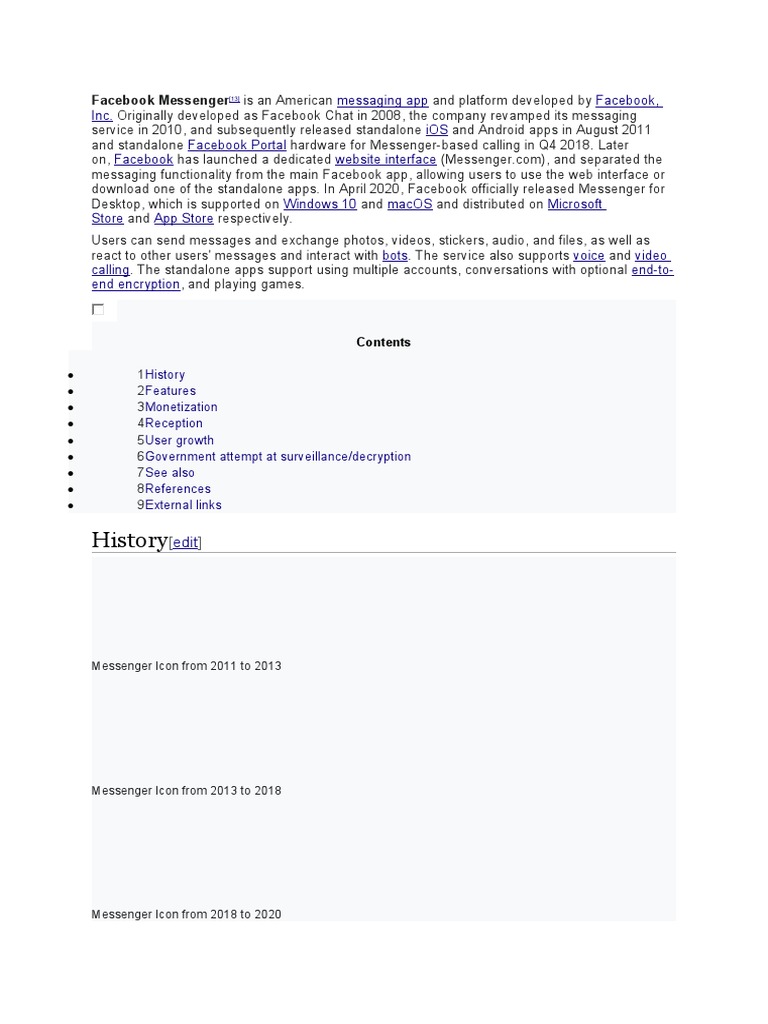 History of Facebook Messenger | PDF