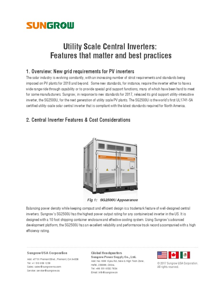 Sungrow White Paper Uitility Scale Central Inverters 1 4 | PDF | Power ...