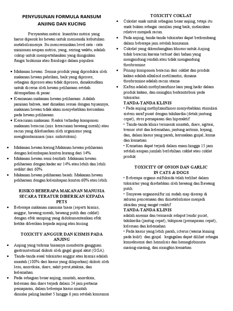 Penyusunan Formula Ransum Anjing Dan Kucing | PDF
