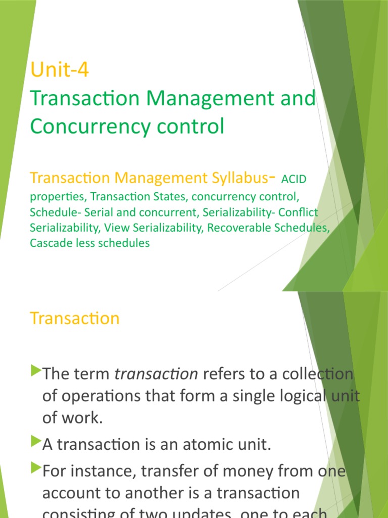 Transaction Management & Concurrency Control | PDF | Database Transaction | Information Science