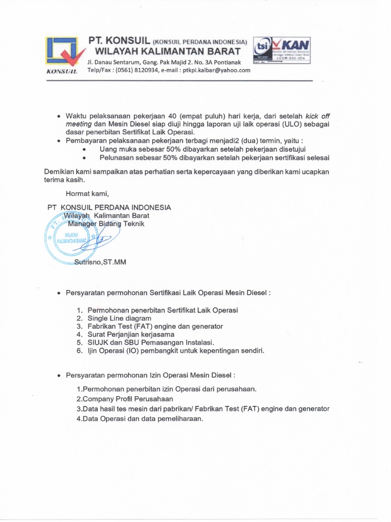 Contoh Slo Genset Konsuil | PDF