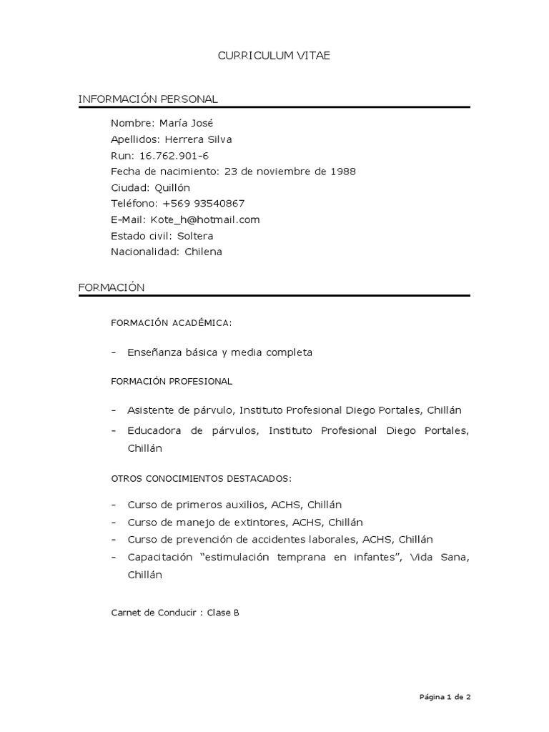 CV de María José Herrera Silva | PDF