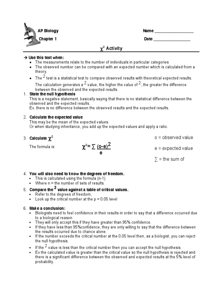 AP Biology Chi-squared Test Example | PDF | Statistical Hypothesis ...