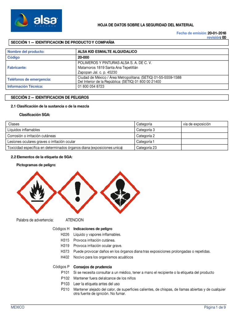 20-000 Alsa Kid MSDS | PDF