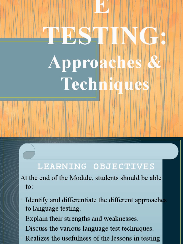 Language Testing Approaches and Techniques | PDF | Educational ...