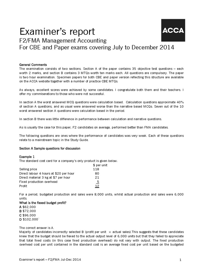F2/FMA Exam Performance Insights 2014 | PDF | Multiple Choice | Test ...