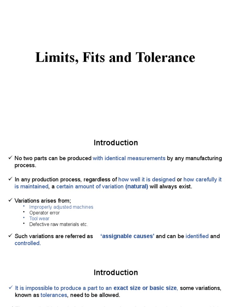 Limits, Fits and Tolerances - Part 1 | PDF | Engineering Tolerance | Mechanical Engineering