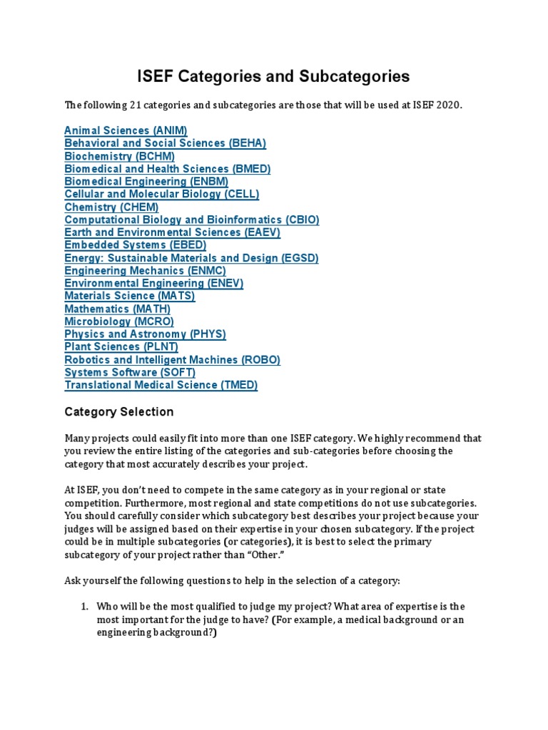 How to Select an ISEF Project Category in 5 Simple Steps