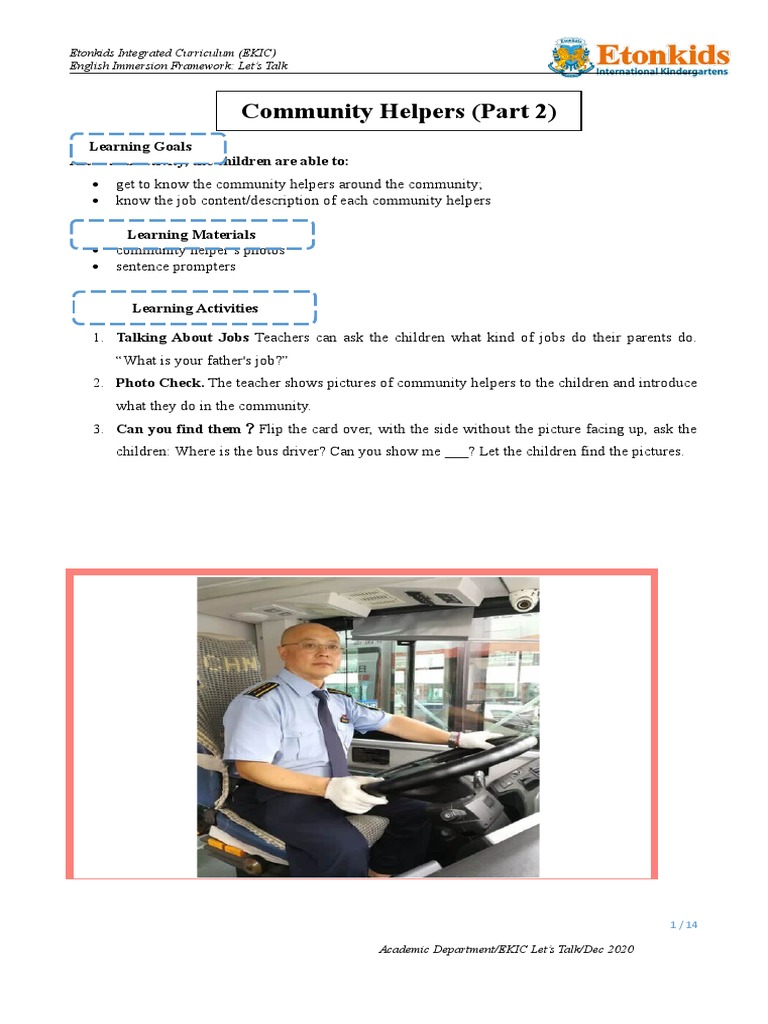 Community Helpers Part 2 | PDF | Behavior Modification | Learning