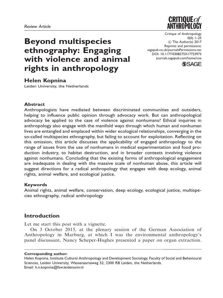 Beyond Multispecies Ethnography Engaging PDF | PDF | Anthropology | Ethnography