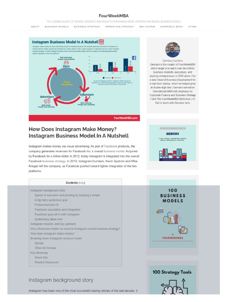 Fourweekmba Instagram Business Model | PDF