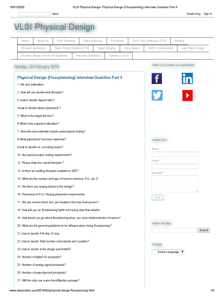 VLSI Physical Design - Physical Design (Floorplanning) Interview ...