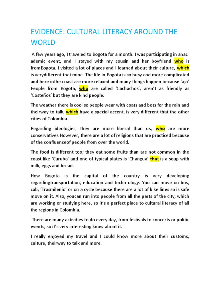 EVIDENCE Cultural Literacy Around The World. 7 | PDF | Social Science ...