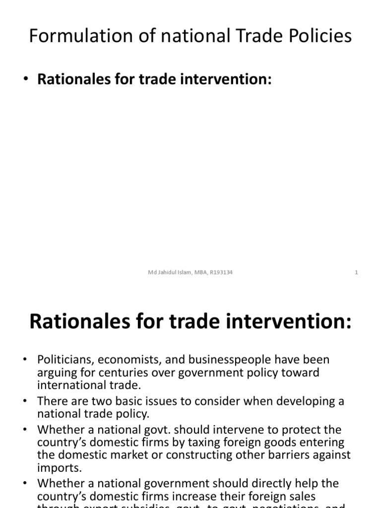 National Trade Policy Formulation | PDF | Non Tariff Barriers To Trade ...