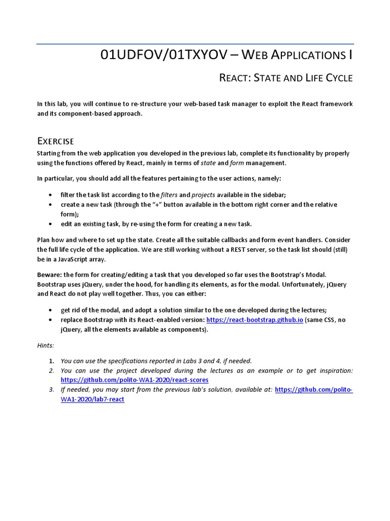 L08 React State Life Cycle | PDF