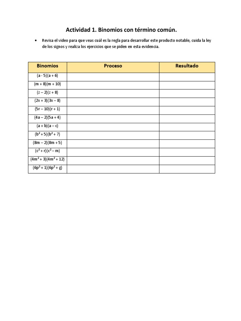 Binomios Con Término Común PDF | PDF