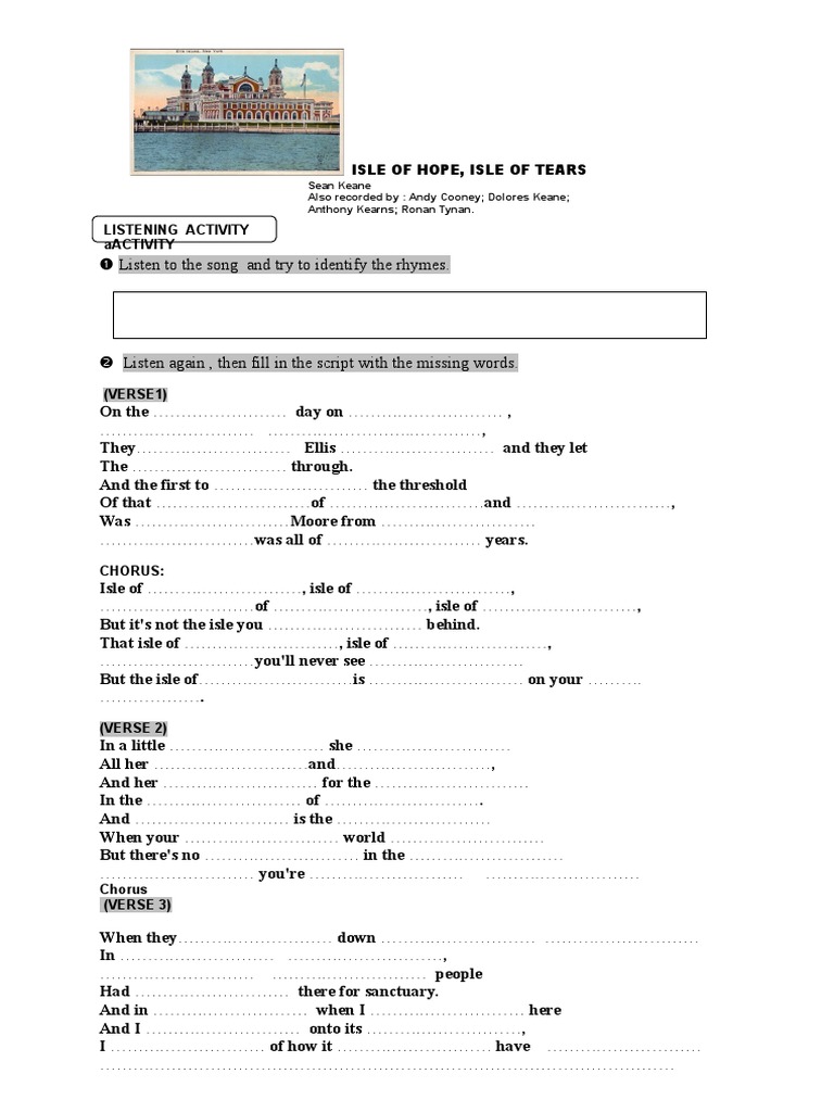 Song Ellis Island Isle of Hopescribd | PDF