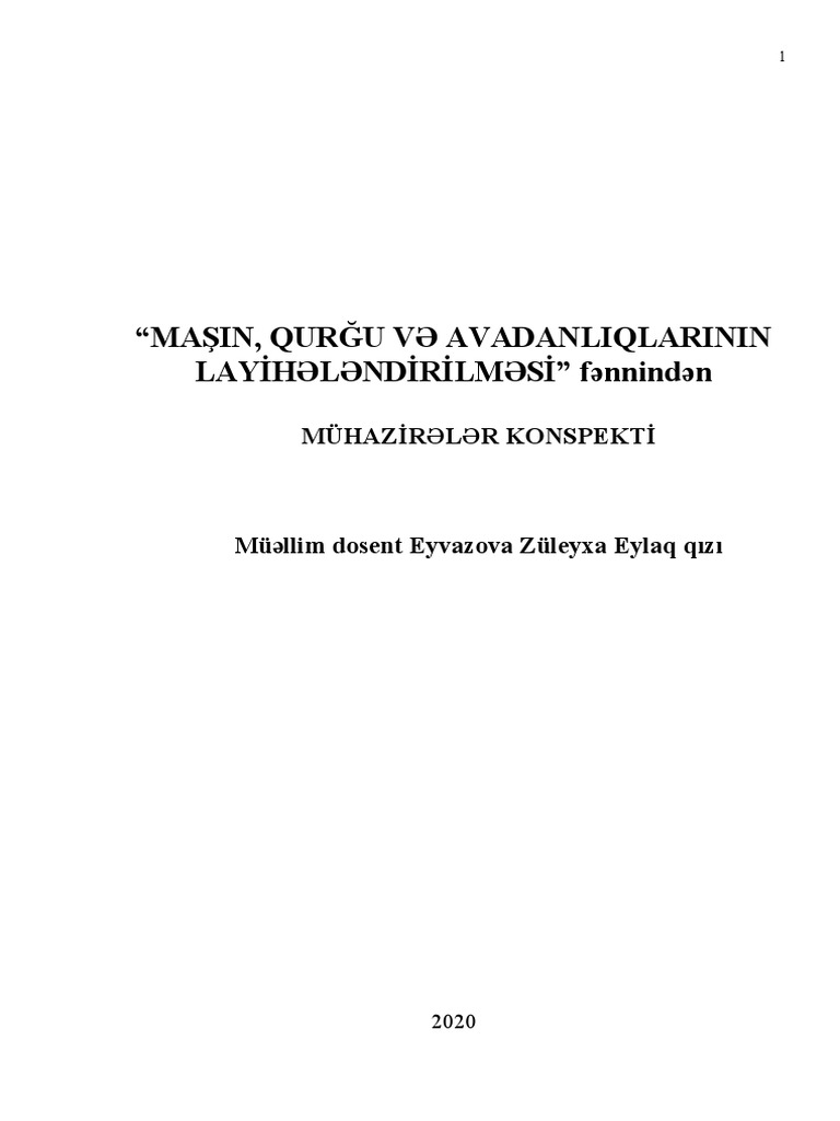 Muhazireler Konspekti-Layihe-2020 | PDF