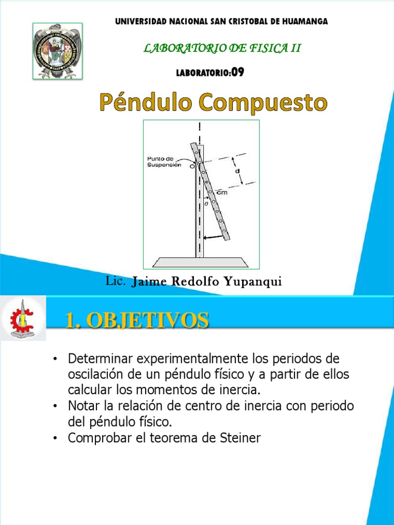 Laboratorio 9 Péndulo Compuesto PDF | PDF | Péndulo | Física