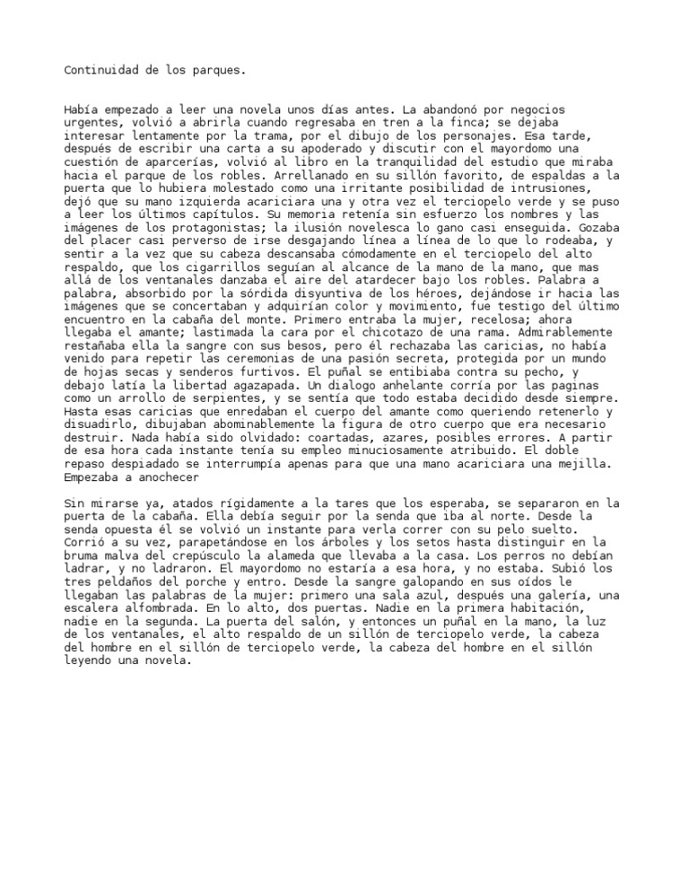 Continuidad de Los Parques - Julio Cortázar. | PDF