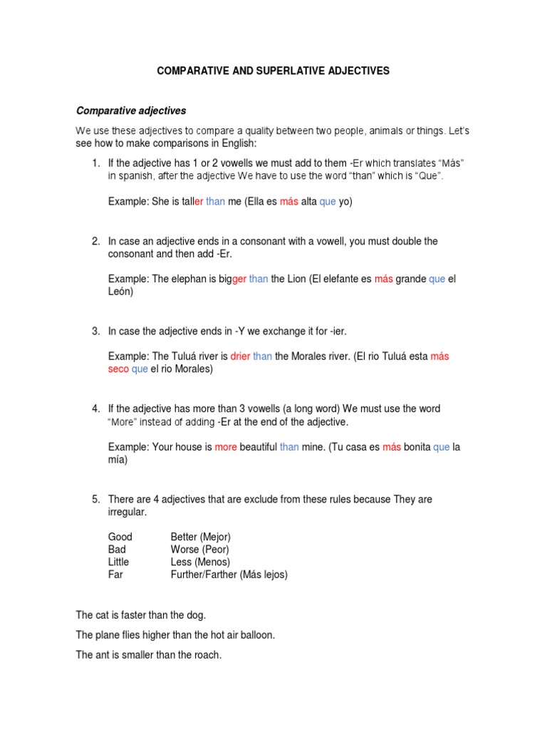 Comparative and Superlative Adjectives PDF | PDF | Languages | Language ...