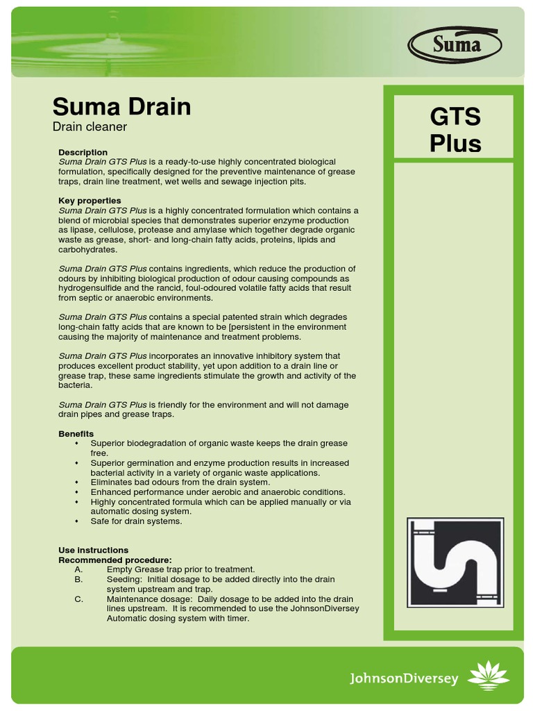 Suma Drain GTS Plus | PDF | Dose (Biochemistry) | Chemistry