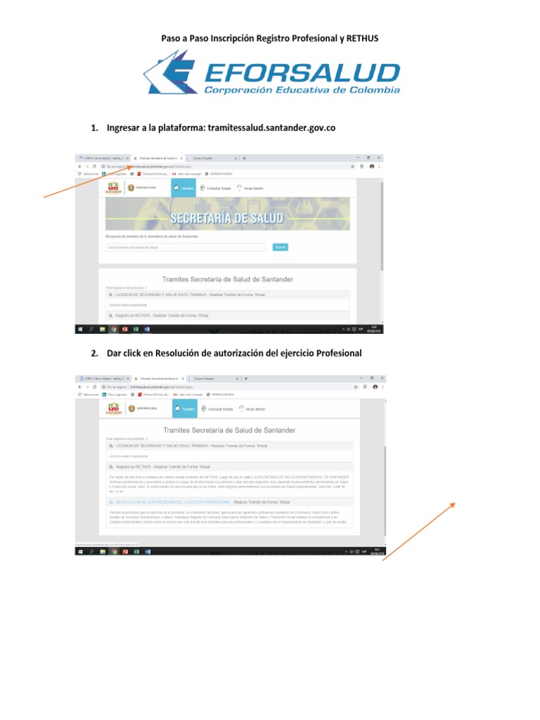 Paso A Paso Registro y RETHUS | PDF