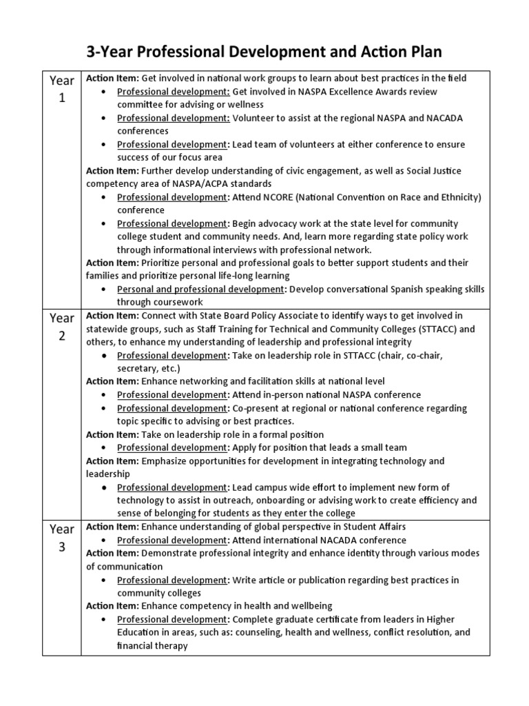 3 Year Action Plan | PDF | Professional Development | Civic Engagement
