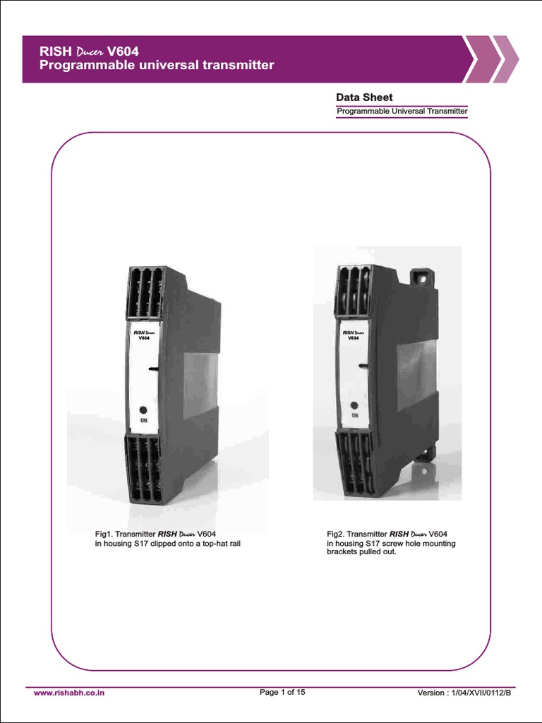 RISH Ducer V604 Transmitter Overview | PDF | Relay | Thermocouple
