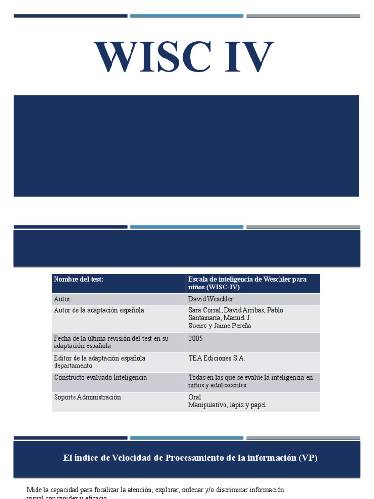 WICS | PDF | Inteligencia | Neuropsicología