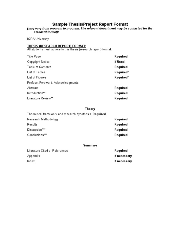 Sample Thesis/Project Report Format | PDF