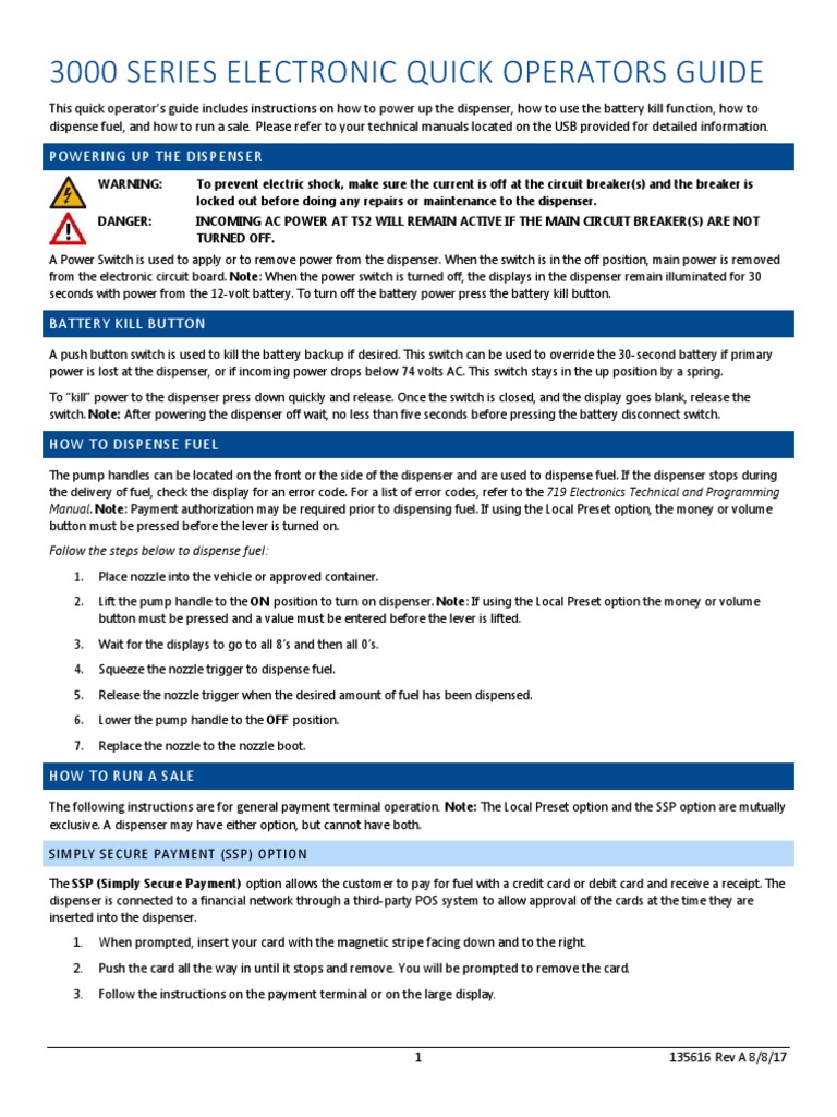 Man.-Operators Quick Guide 3K Rev A 08 08 17 PDF | PDF | Payments | Switch