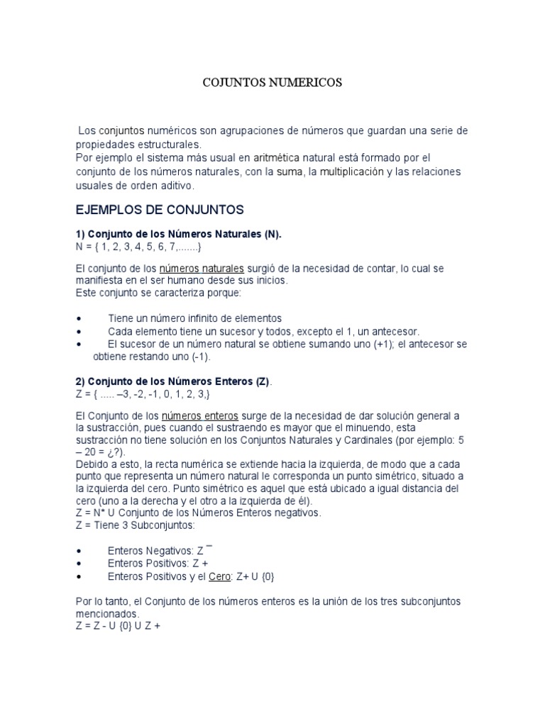 Cojuntos Numericos | PDF | Fracción (Matemáticas) | Sustracción