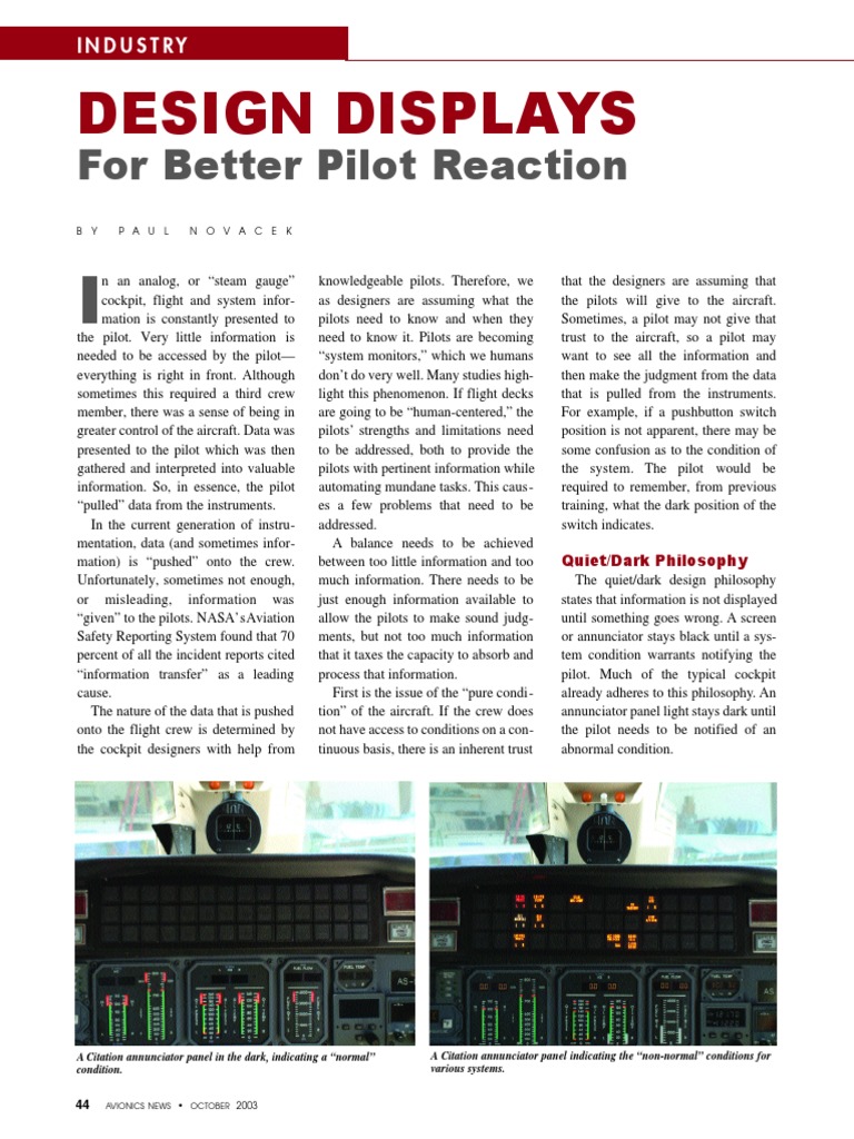 Design Displays: For Better Pilot Reaction | PDF | Cockpit | Aircraft