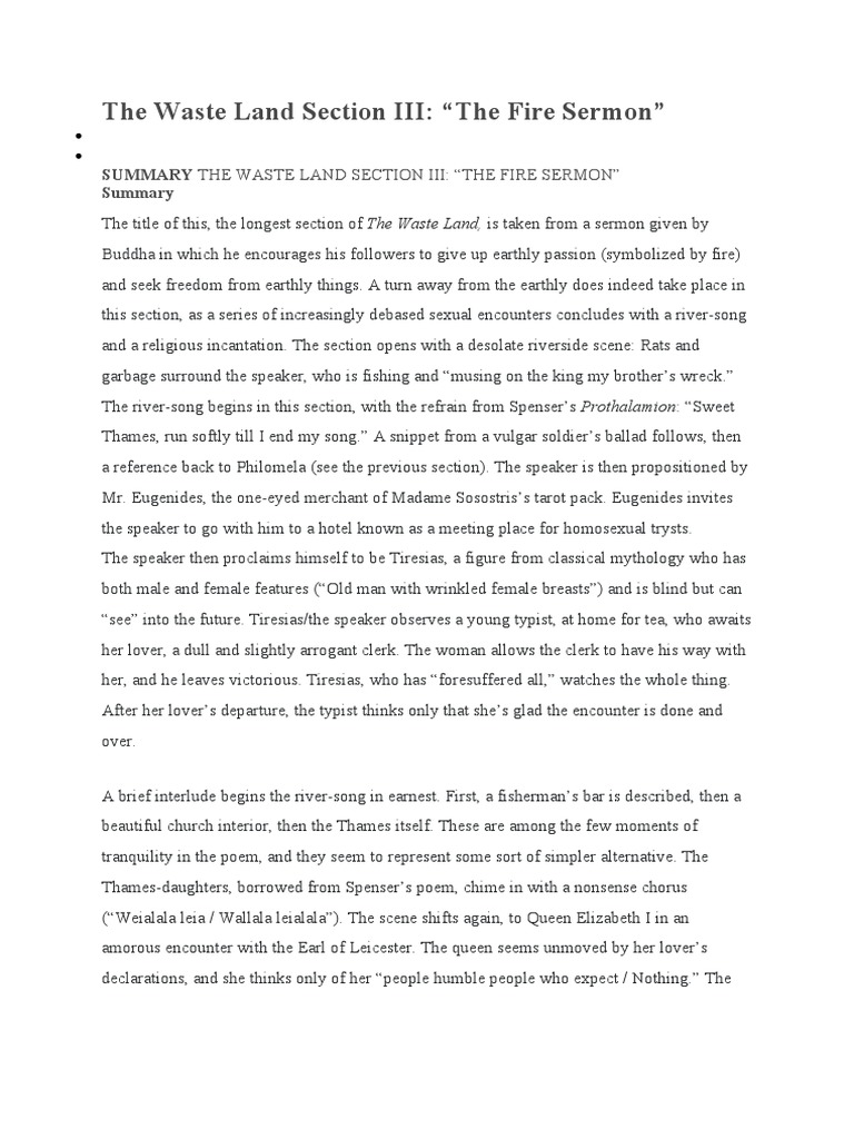 The Waste Land Section III | PDF | Art | Poetry
