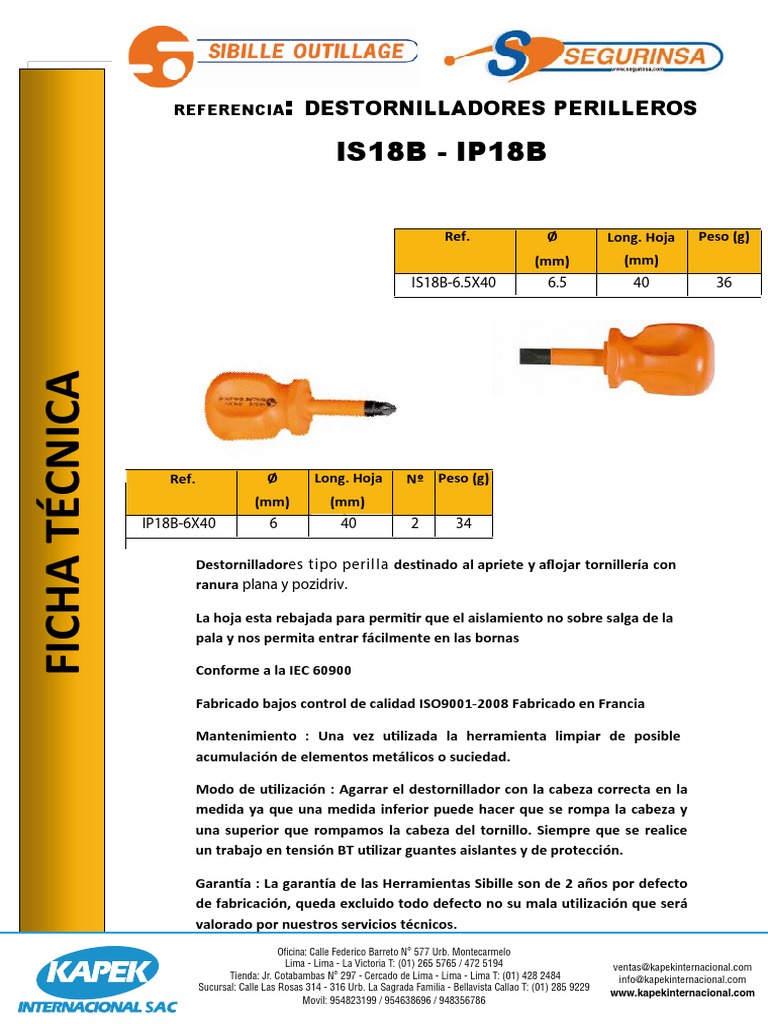 Uso y características del destornillador perillero | PDF | Tornillo ...