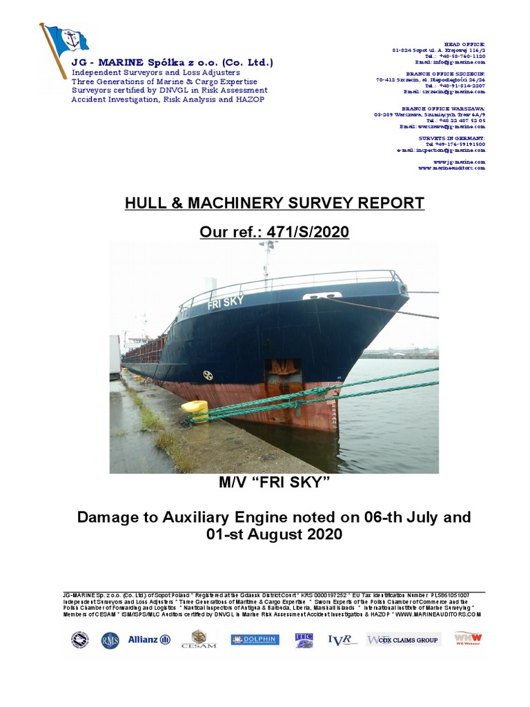 Hull Damage Report for M/V FRI SKY | PDF