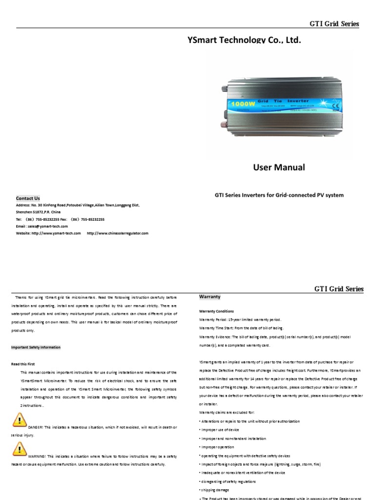 GTI Grid Tie Inverter | PDF | Power Inverter | Electrical Grid