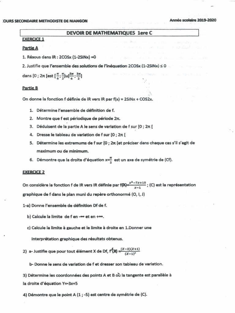 1ere C Maths | PDF