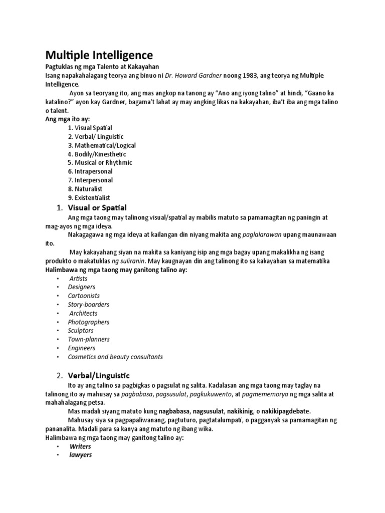 Multiple Intellegences-Multiple | PDF