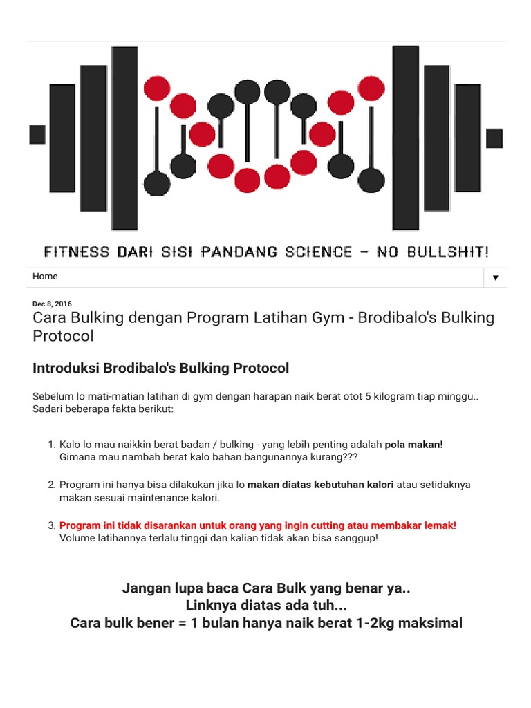 Cara Bulking Dengan Program Latihan Gym | PDF | Gaya Hidup