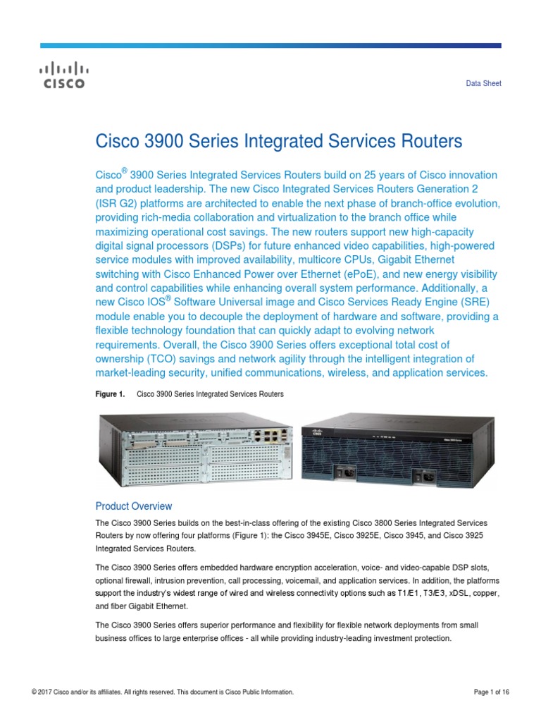 Cisco 3900 Series Integrated Services Routers: Product Overview | PDF ...